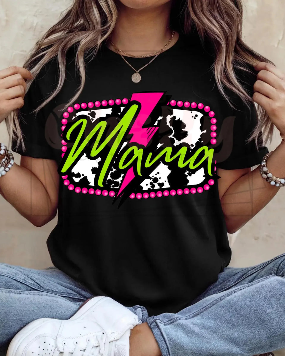 DTF Full Color TShirt Transfer - Cow Lightning Mama – Small Biz Shipping Co
