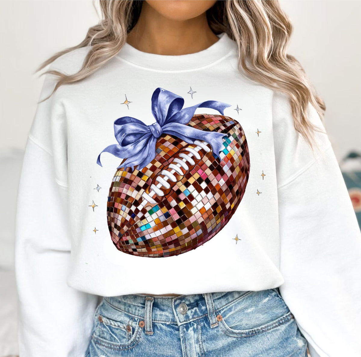 DTF Full Color Transfer - Disco Football (You Pick The Color Bow ...